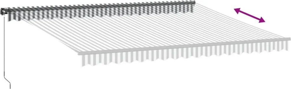 Ručně zatahovací markýza antracitová a bílá 450 x 350 cm 3215812