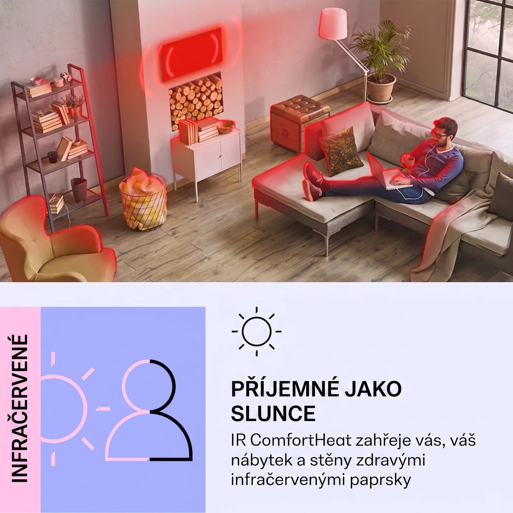 Klarstein Wondersky, infračervený ohřívač, stropní, 60 x 6,5 x 60 cm (Š x V x H), 350 W, IP44
