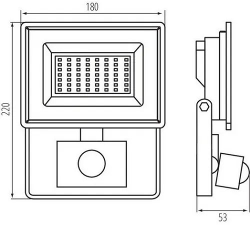 LED reflektor s čidlem Kanlux Miledo GRUN NV LED-50-B-SE 50W neutrální bílá 31400