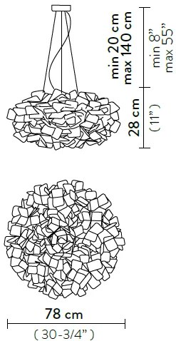 SLAMP CLISL00FUM01T00000EU Clizia Fumé large, závěsné designové svítidlo, 4x12W E27, prům. 78cm