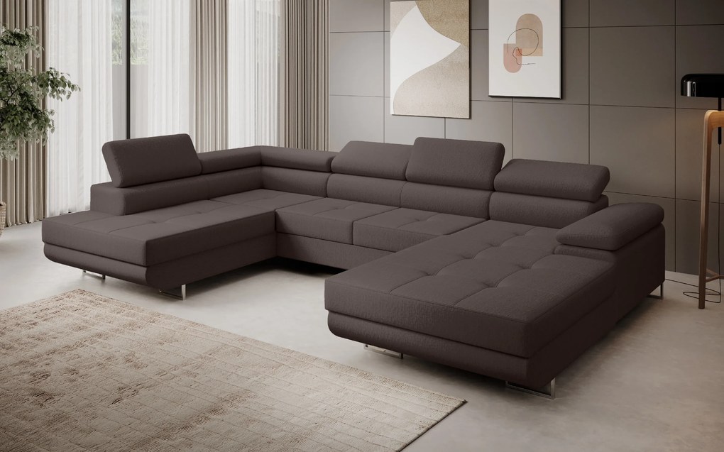 Eka Rohová sedačka WILIAM U, 347 cm Roh pohovky: Levý roh, Barva látky: Stříbrná (Vogue 14)