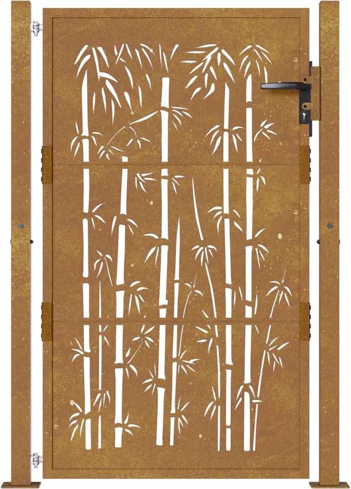 Zahradní branka 100 x 125 cm corten ocel bambusový design 153186