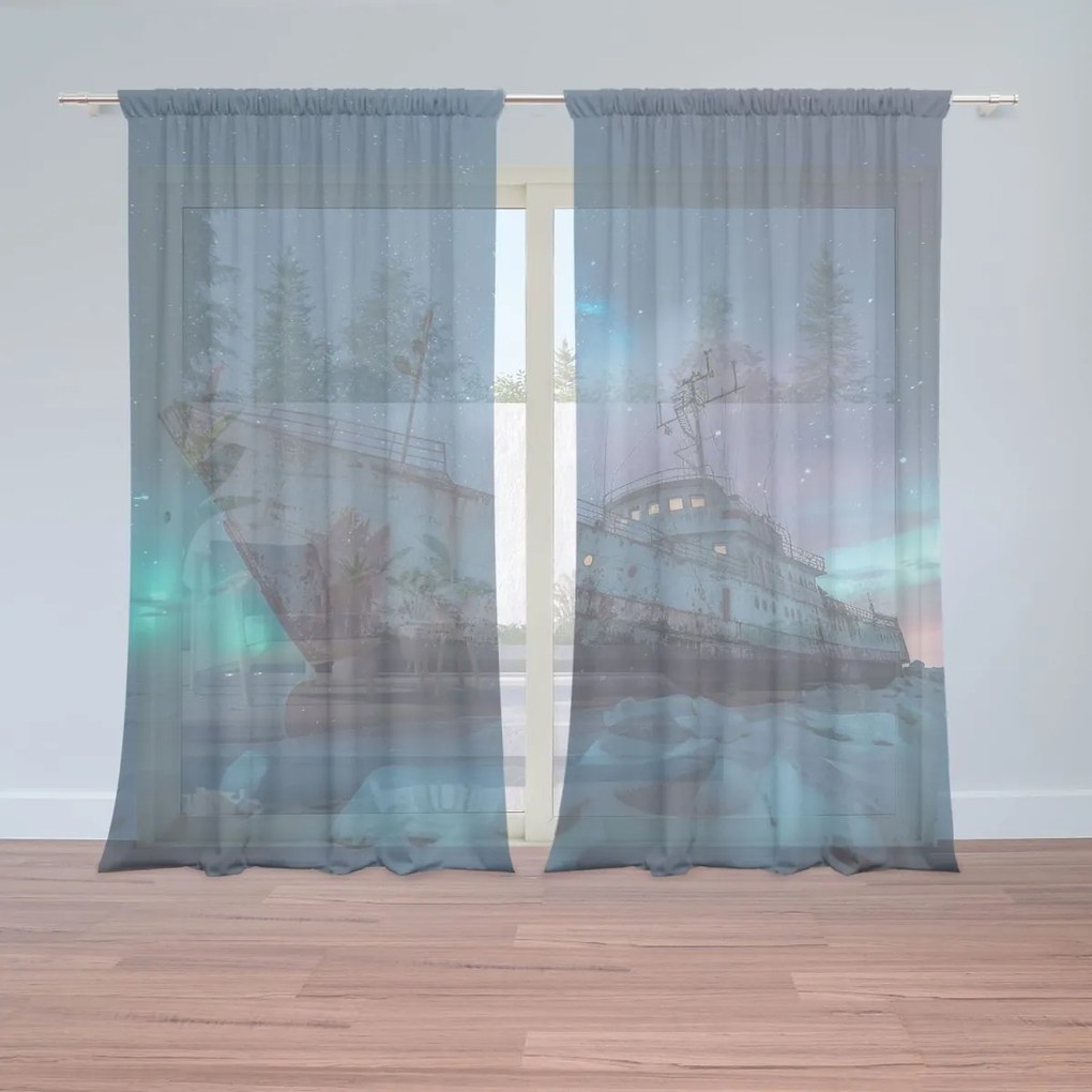 Sablio Záclony Vrak lodi při polární záři: 2ks 150x250cm