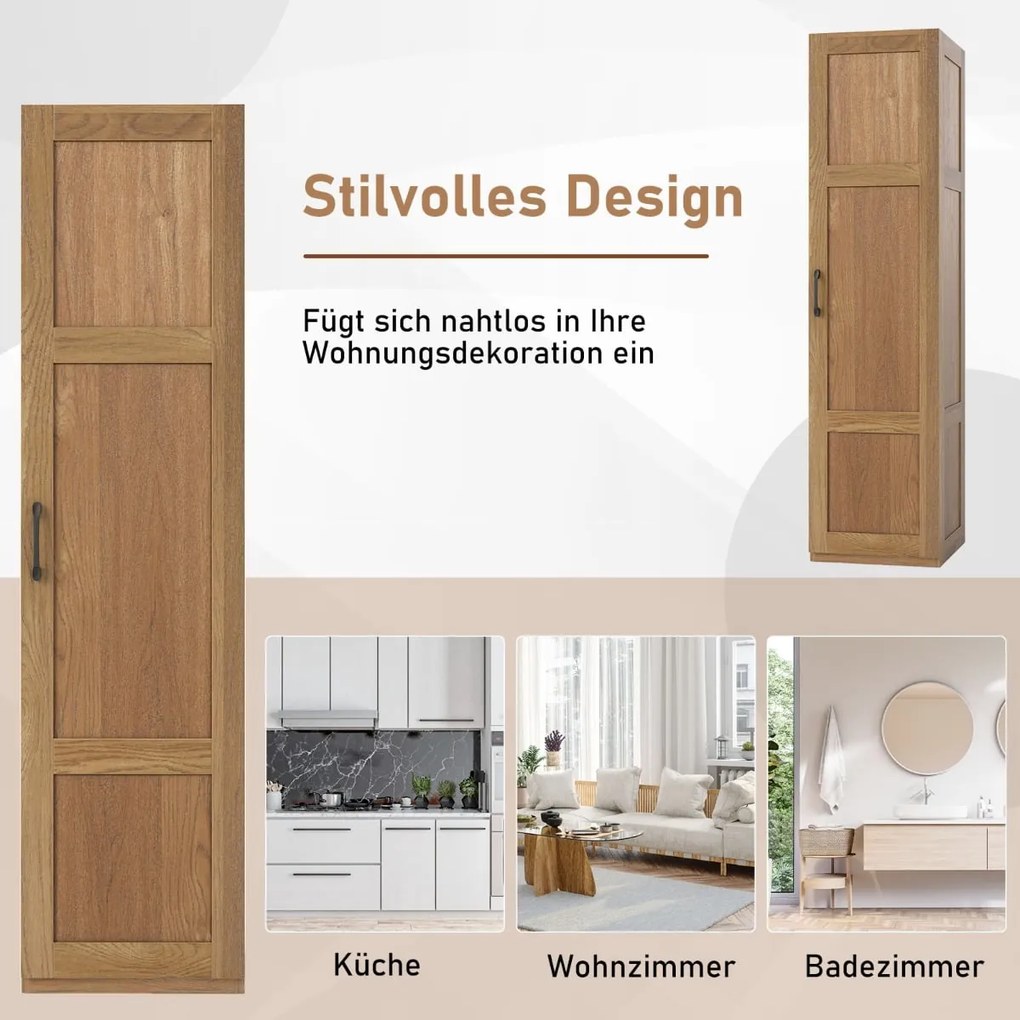Costway 150 cm vysoká úložná skříň volně stojící 4patrová podlahová – přírodní