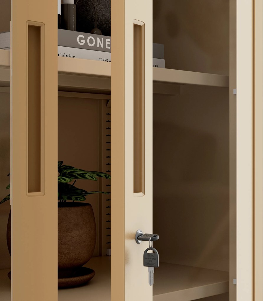 Zdravotnická prosklená skříň, béžová, 900x1850x400 mm: AMELIA Fresh Style