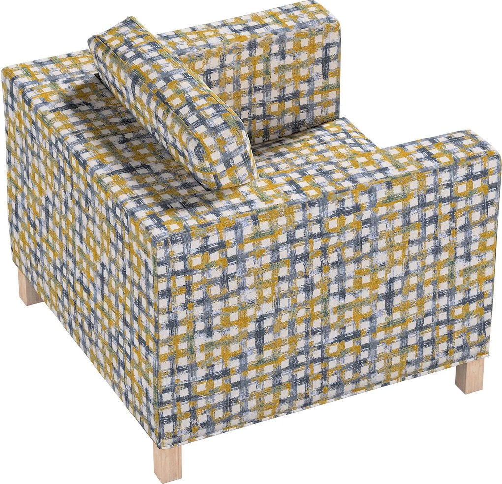 Potah na křesko IKEA Karlanda, krátký barva modrá látka pletený vzor, vzorované