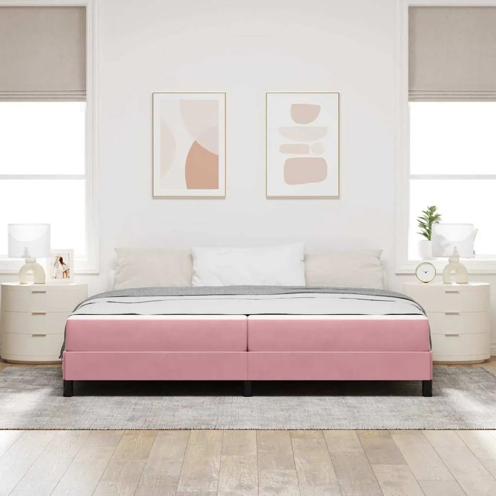 Postel s boxspringem s matrací Růžová 200 x 200 cm textil 3398718
