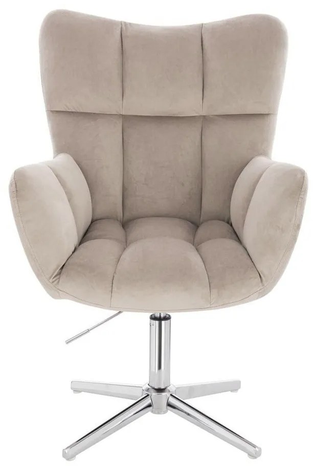 LuxuryForm DESIGN Otočné křeslo AURORA VELUR na stříbrném kříži - latte