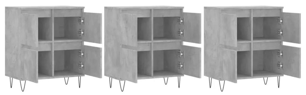 Příborníky 3 ks betonově šedé kompozitní dřevo,  3190201