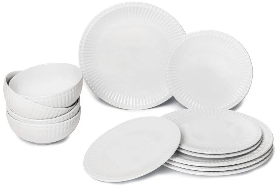12dílná sada bílého porcelánového nádobí Bonami Essentials Purita