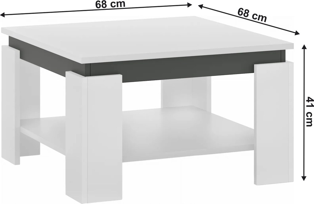 Konferenční stolek, bílá/grafit, LEJSY