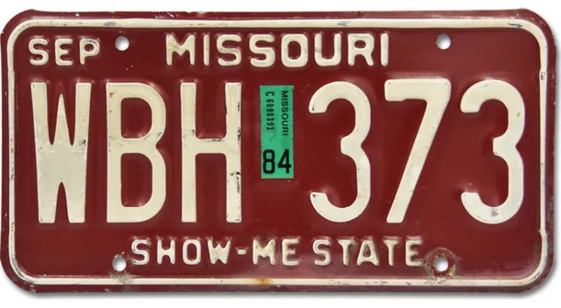 Americká SPZ Missouri Red WBH 373