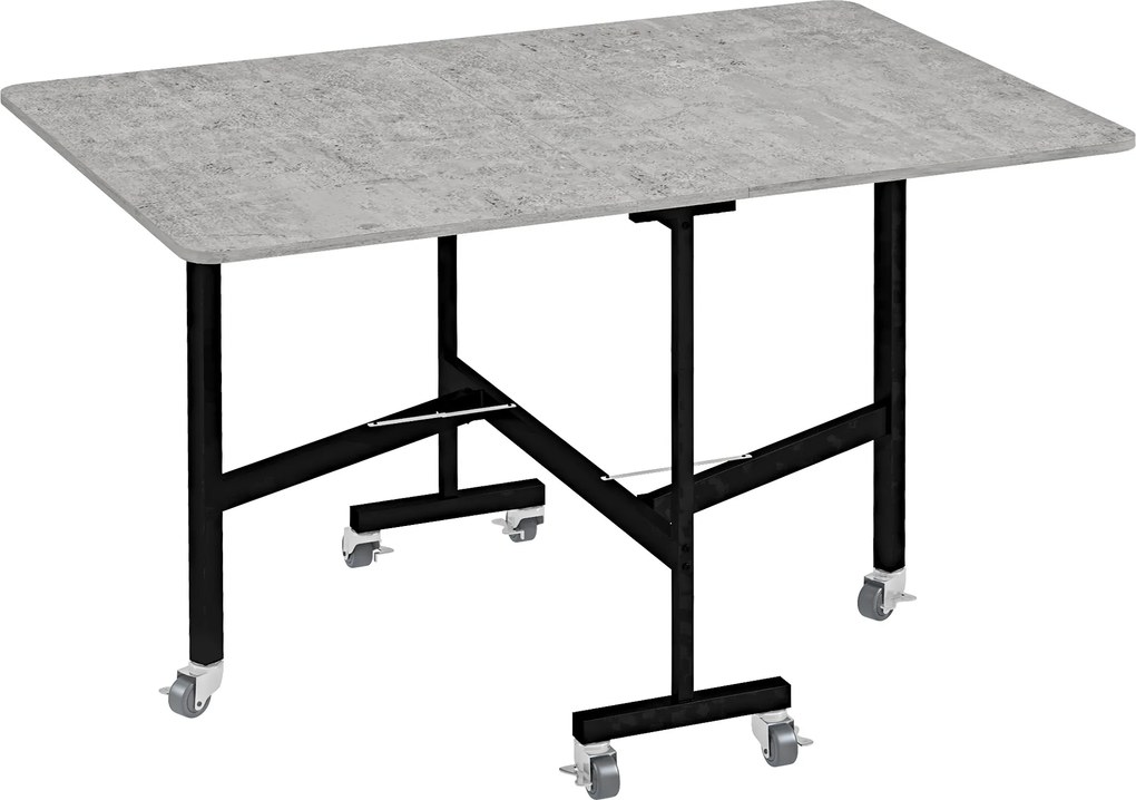HOMCOM Rozkládací jídelní stůl s kolečky pro 4-6 osob, ocelové nohy, rozkládací 52,5-120 x 80 x 73 cm, ideální do kuchyně a jídelny