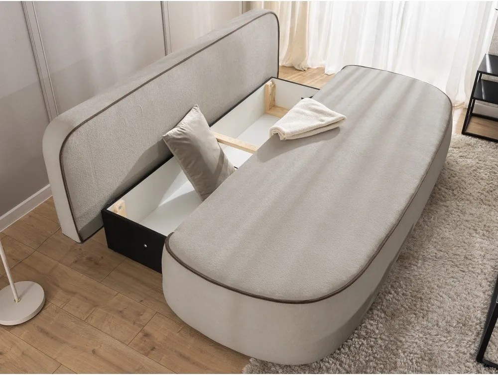 Hnědá/taupe sametová rozkládací/s úložným prostorem pohovka 210 cm Saga – Ropez