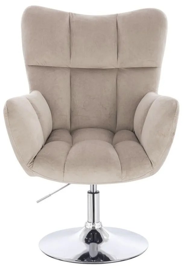 LuxuryForm DESIGN Otočné křeslo AURORA VELUR na stříbrném talíři - latte