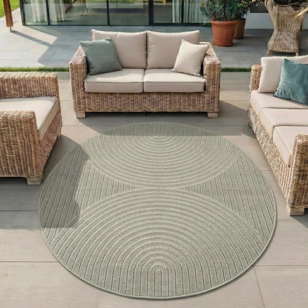 Zelený kulatý vnitřní a venkovní koberec ø 80 cm Nova 1201 – Ayyildiz Carpets