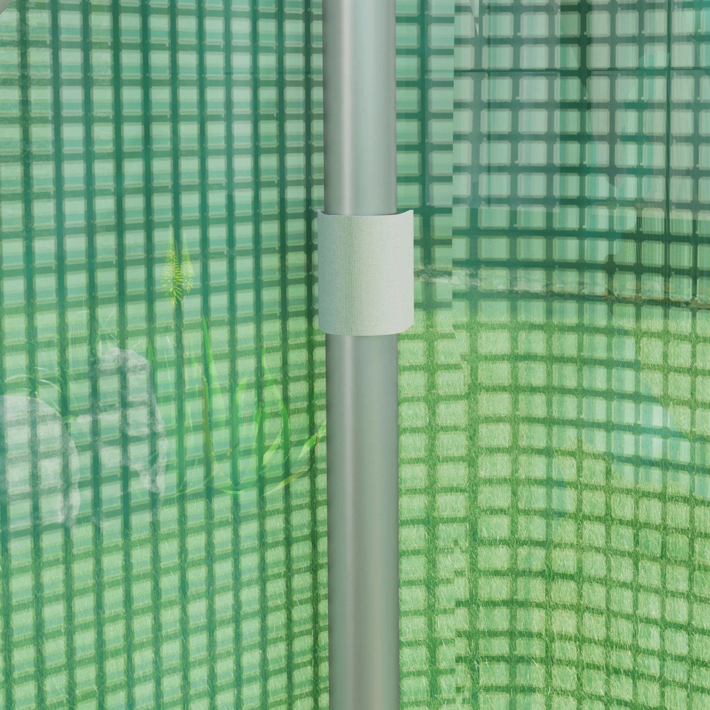 Outsunny Zelený Túnelový Skleník 4x3x2 m s 2 Mřížkovými Okny, Anti-UV PE Kryt a 1 Otevírací Dveře se Zipem Zelený Zahradní Skleník