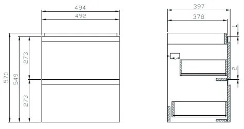 Cersanit S801-312-ECO - Závěsná koupelnová skříňka s umyvadlem MODUO bílá