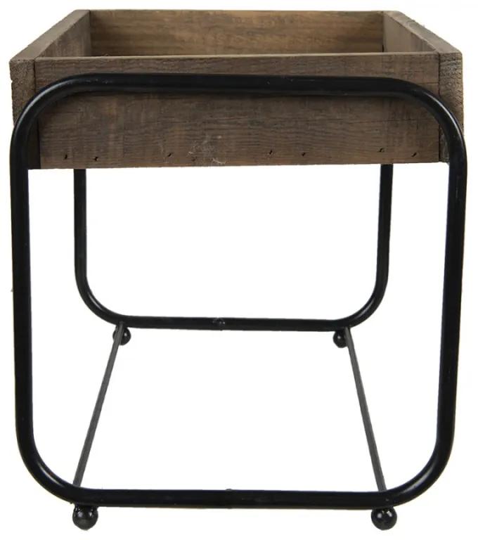 Dřevěno-kovový dekorační antik stolík na květinu – 32x26x27 cm