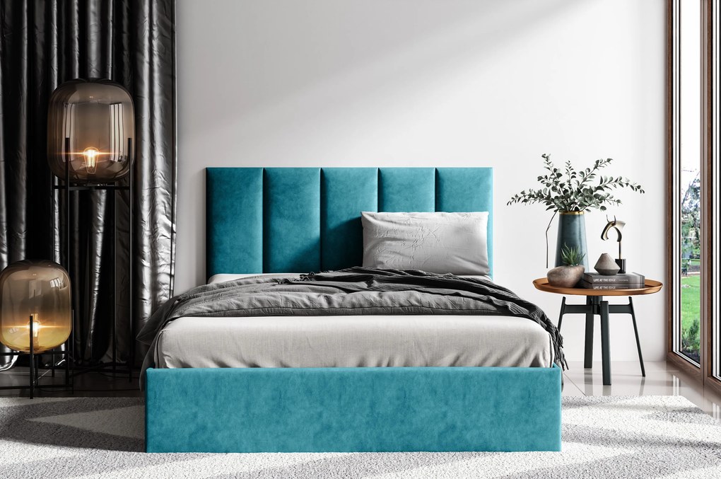 Eka Čalouněná postel Lucy 1 - 160x200 cm Barva látky Trinity: Žlutá (Trinity 2318), Úložný prostor: Bez úložného prostoru