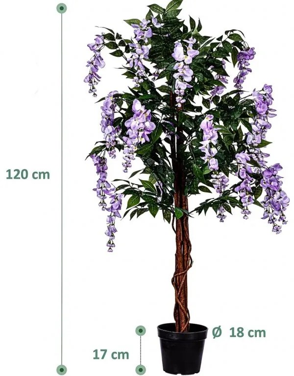 PLANTASIA 85195 Umělý strom Vistárie 120 cm, modrofialové květy