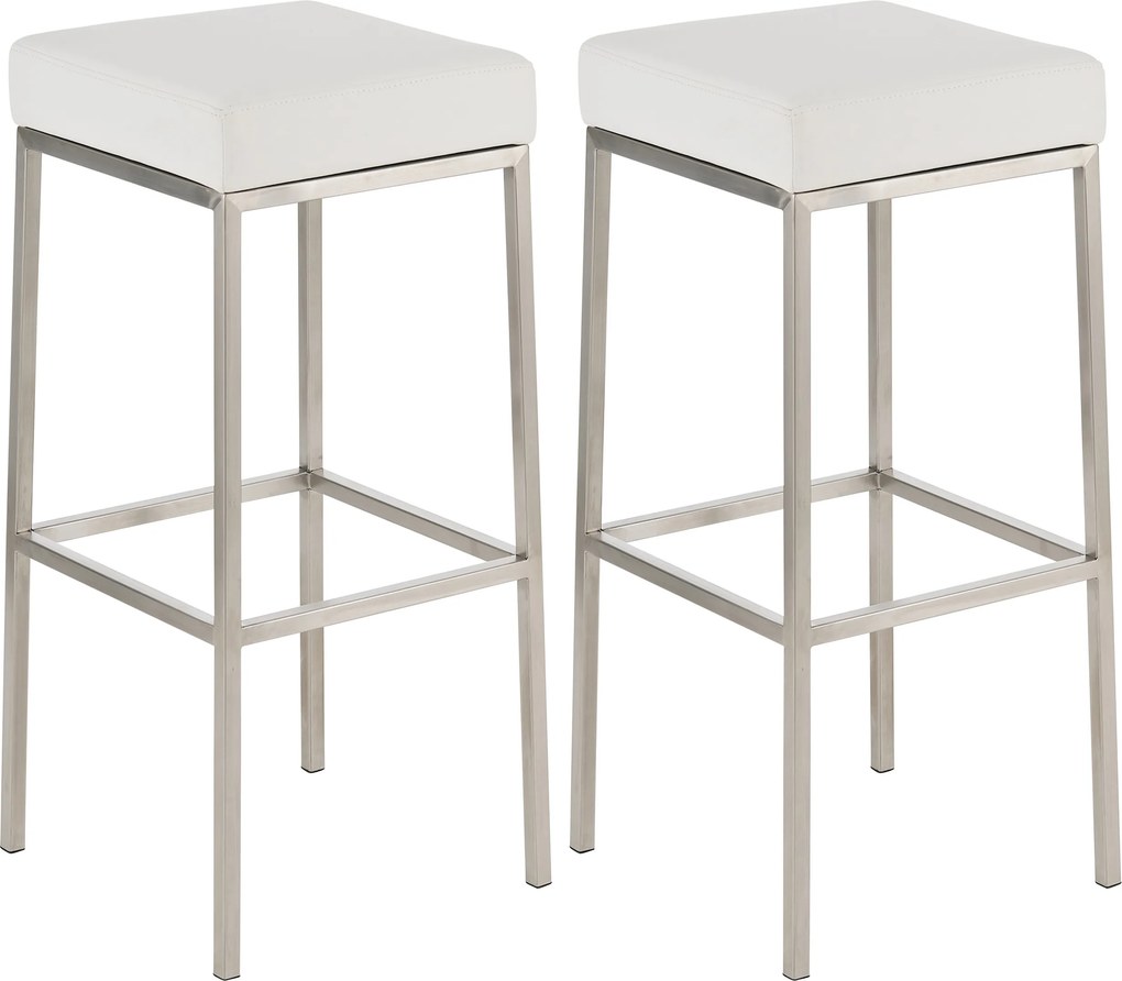 Sada 2 barových židlí Montreal 80 umělá kůže nerezová ocel – bílá
