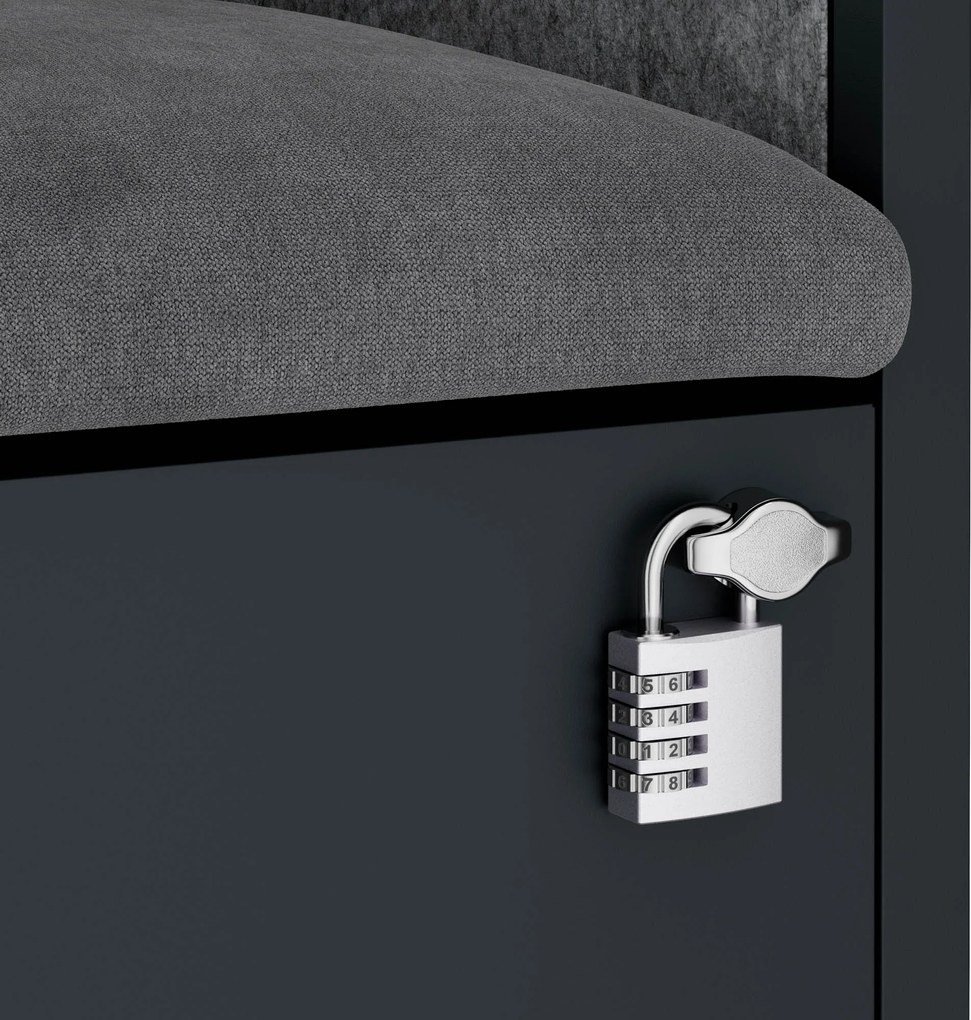 Kancelářská akustická kabina se sedátkem a USB-C portem, korpus antracitový / sedák šedá, 600 mm: SALLY MentalBox