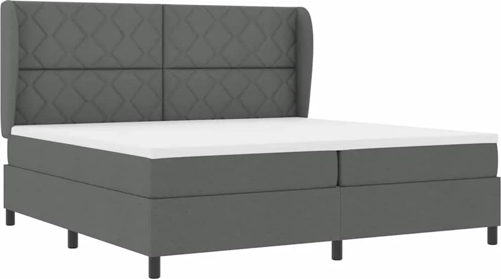 Postel s boxspringem s čelo Tmavě šedá 200 x 200 cm textil 3340649