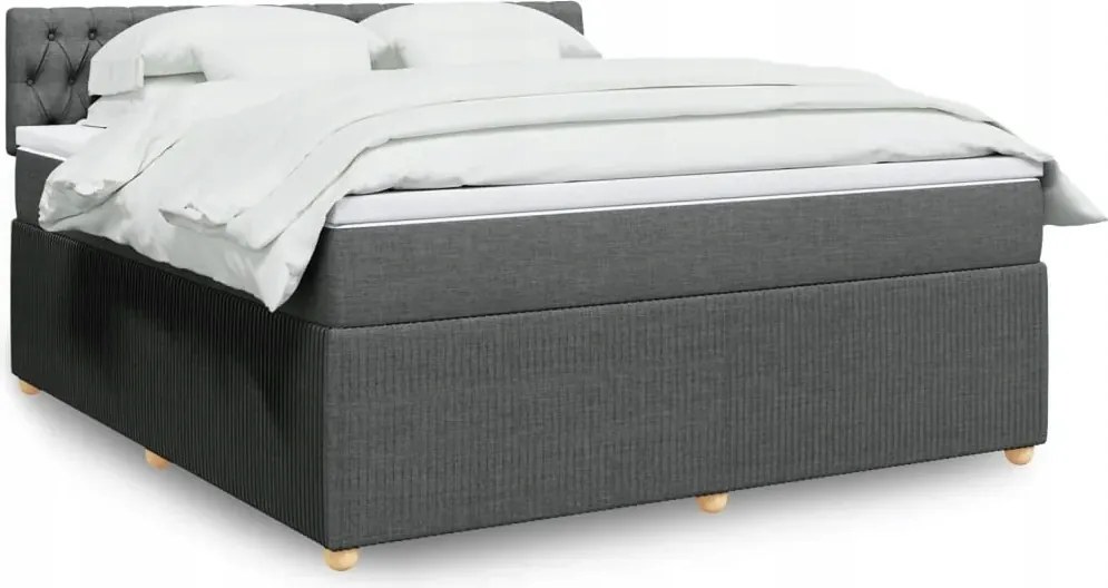 Box Spring Postel S Matrací Textil Tmavě Šedá Prošívaný design 180 x 200
