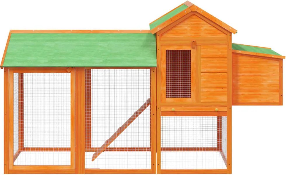 Kurník hnědý 193 x 65 x 117 cm masivní borové dřevo 172232