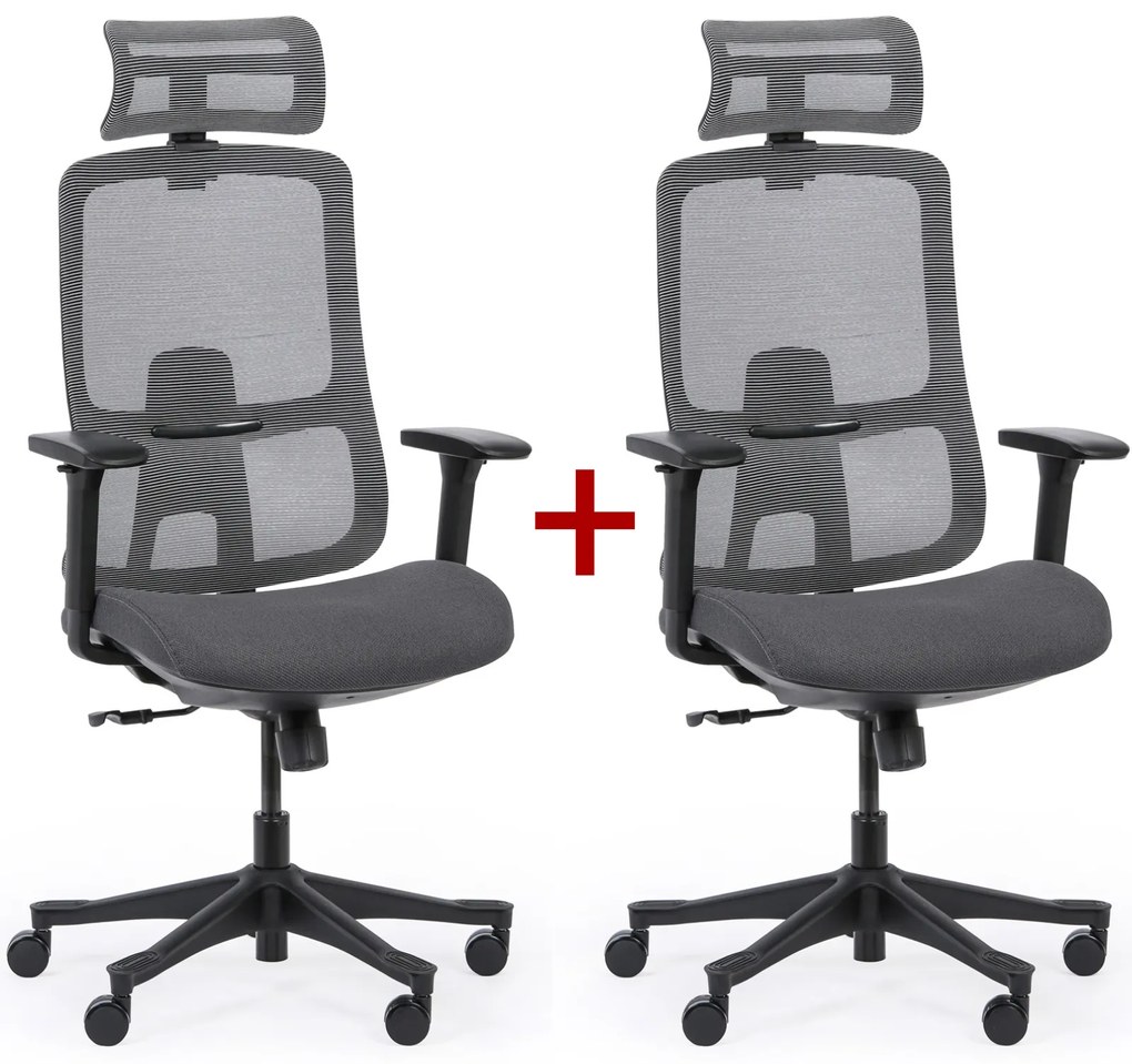 Kancelářská židle LYNX 1+1 ZDARMA, šedá