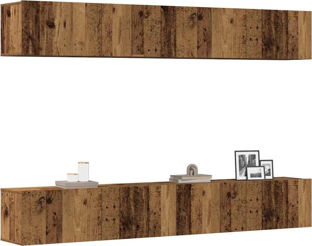 4dílná nástěnná TV skříňka ze starého dřeva 100 x 30 x 30 cm 3328945