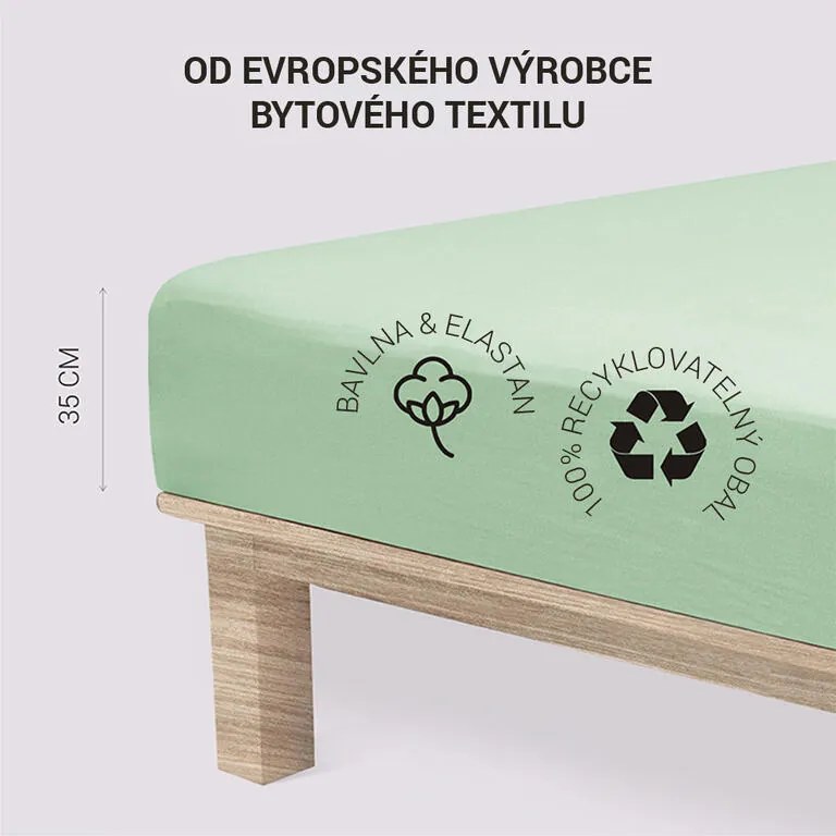 Napínací prostěradlo jersey s elastanem zelené 90 x 200 cm