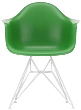 Eames Plastic Armchair DAR bíle lakovaná zelená černé na tvrdou podlahu Vitra