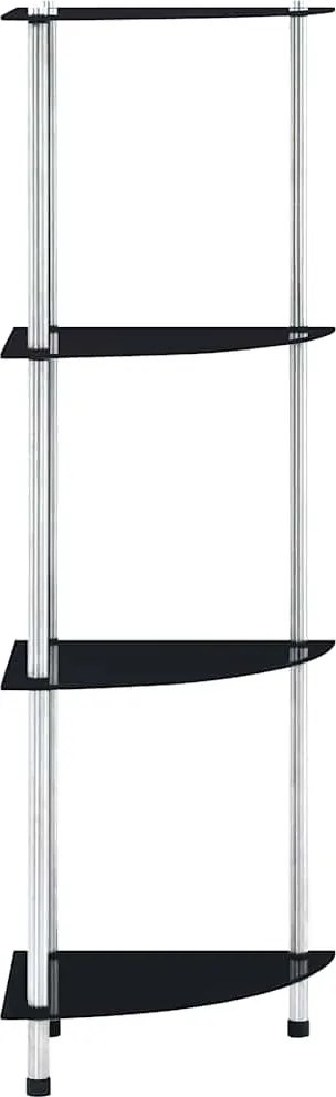 4patrová police černá 30 × 30 × 100 cm tvrzené sklo 249520
