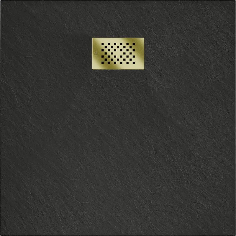 Mexen Hugo čtvercová sprchová vanička SMC 80 x 80 cm, černá, kryt zlatý - 42708080-G