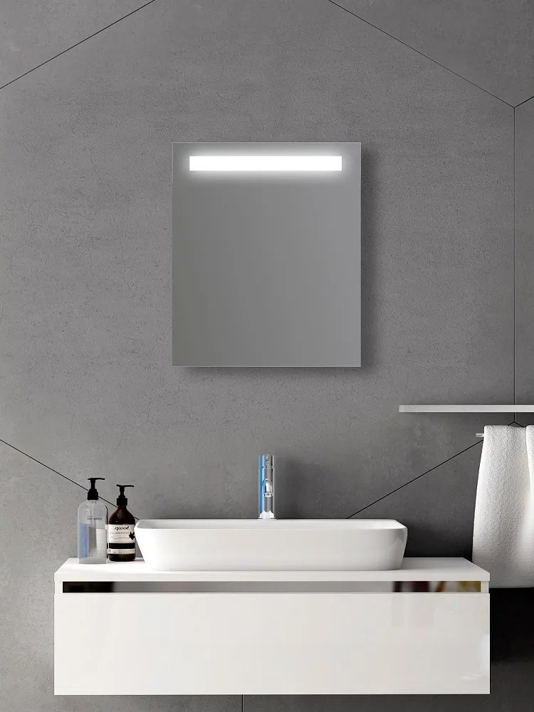 Zrcadlo na zeď chodbu do pokoje ložnice předsíně koupelny LUNA - 50 x 60 cm s LED podsvíceným pruhem 902-043