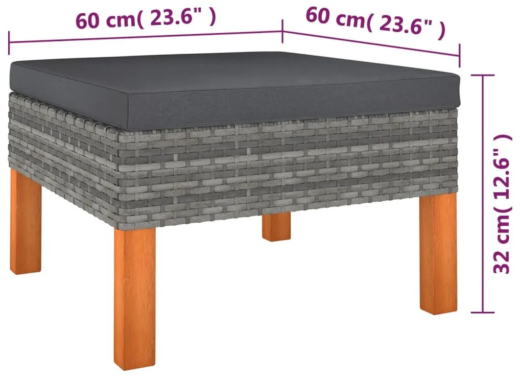 vidaXL Marketos 6dílná zahradní sedací souprava s poduškami polyratan šedá