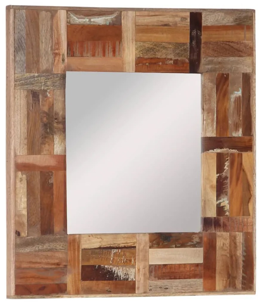 Nástěnné zrcadlo masivní dřevo recyklované 50 x 50 cm - Default Title