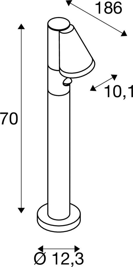 LA 1008014 T-TUBE 70 POLE venkovní volně stojící svítidlo, GU10, jednoduché, senzorové, IP44, max. 10 W, černé - BIG WHITE (SLV)