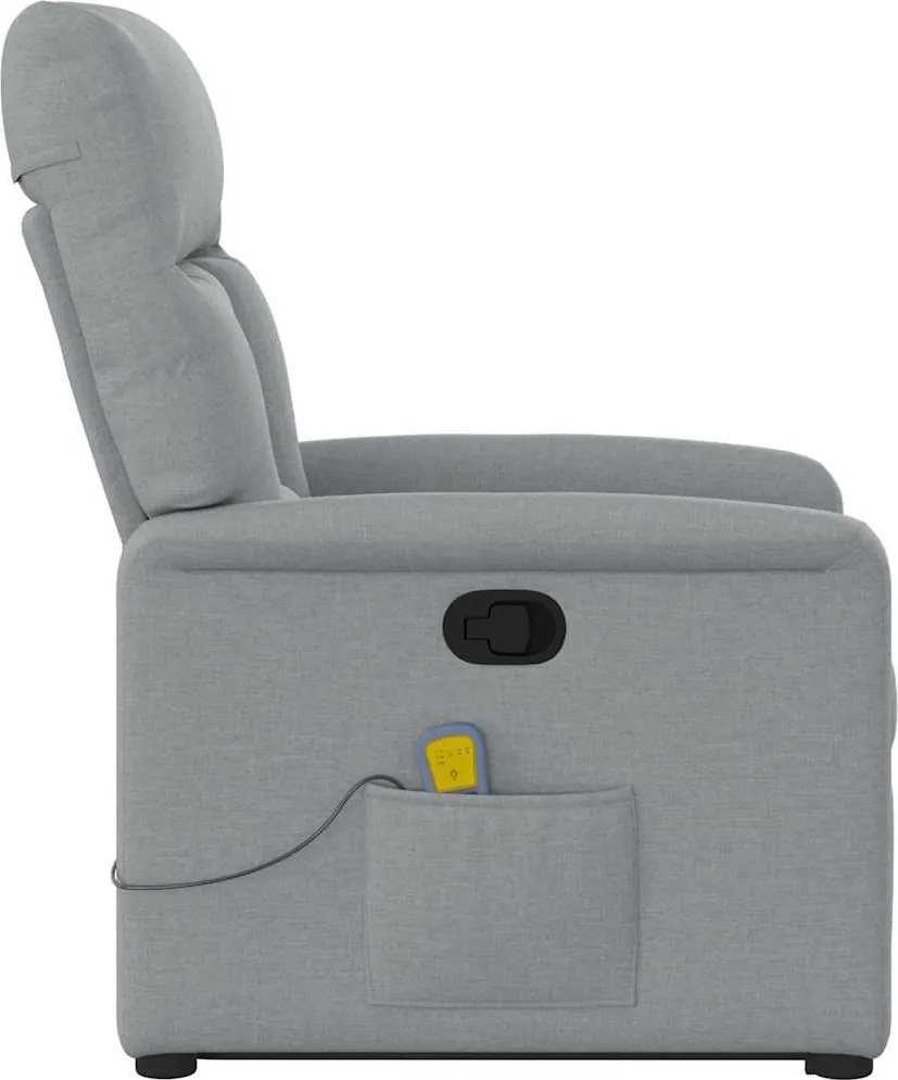 Zvedací masážní polohovací křeslo světle šedé textil 3303042