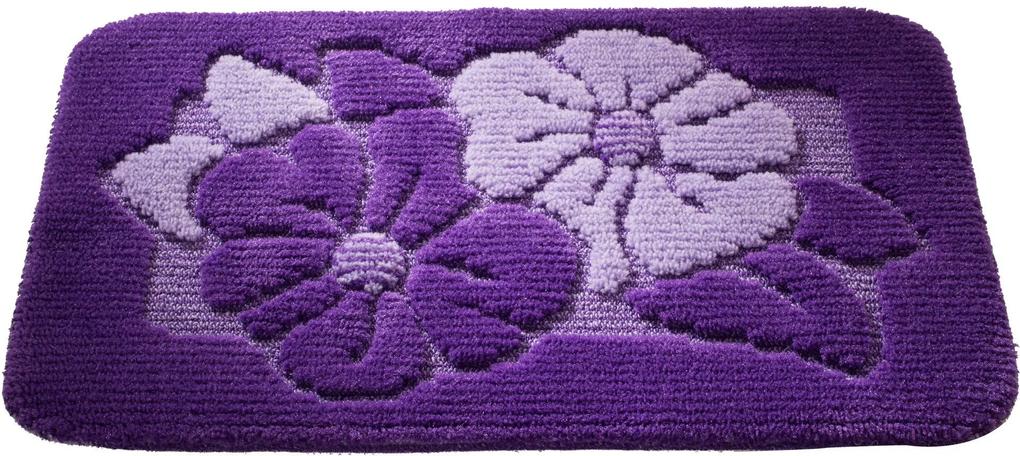 Blancheporte Koupelnová předložka, Květy fialová 50x80cm
