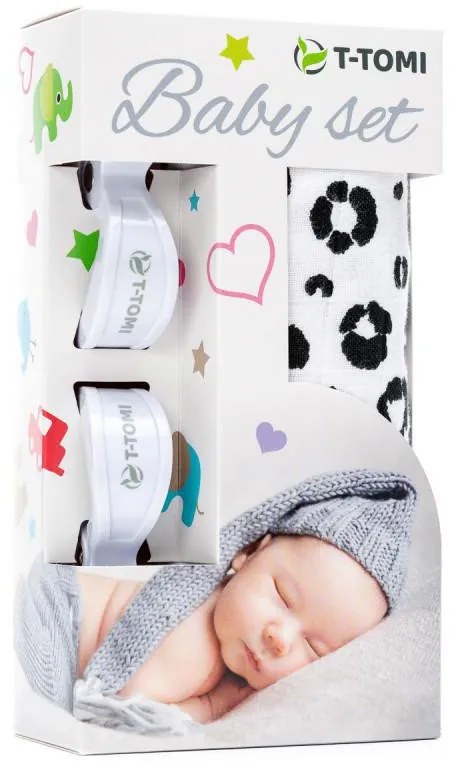 T-tomi Baby set - bambusová osuška + kočárkový kolíček Gepard