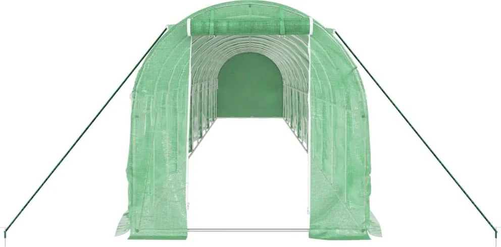 vidaXL Skleník s ocelovým rámem 24 m² 12 x 2 x 2 m [3188021] Barva: Zelená