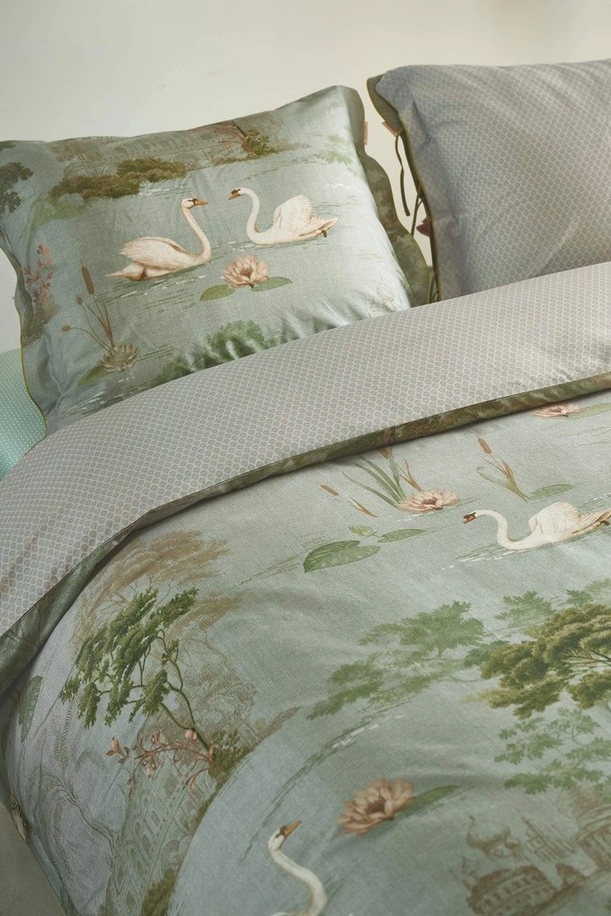 Pip Studio perkálové povlečení Darjeeling Days Green - 200 x 200 cm (Luxusní romantické perkálové povlečení)