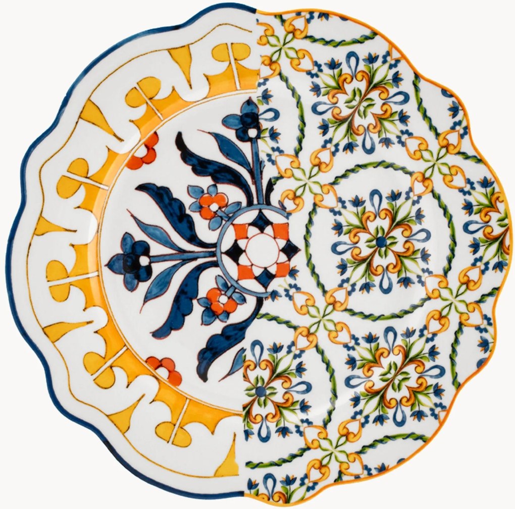 Sada snídaňových talířů z kostního porcelánu Faenza, 6 dílů