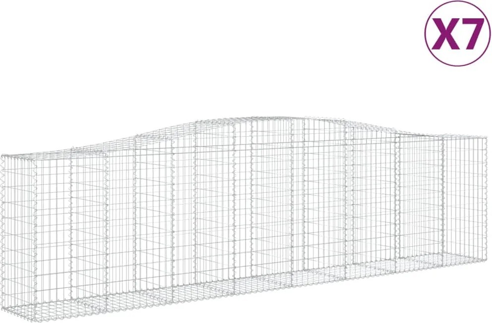 Klenuté gabionové koše 7 ks 400x50x100/120cm pozinkované železo 3145961