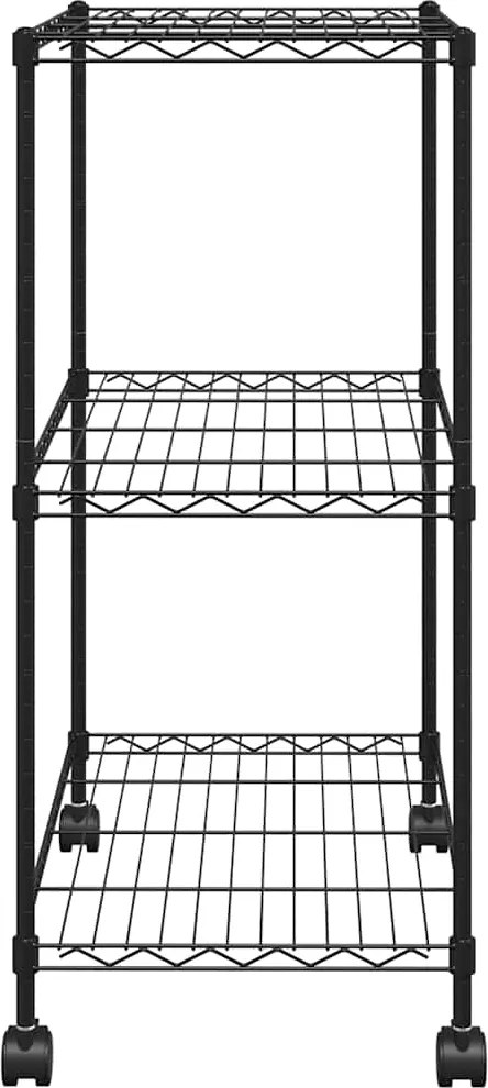 3patrový úložný regál na kolečkách 60 x 35 x 81 cm černý 150 kg 324626