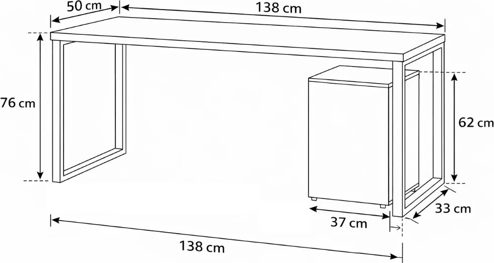 Ral Psací stůl s kontejnerem ANRA 3, 138 cm Barva/ dekor: Kašmír