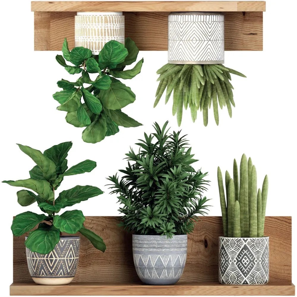 Samolepka na zeď 60x35 cm 3D effect Green Plants – Ambiance